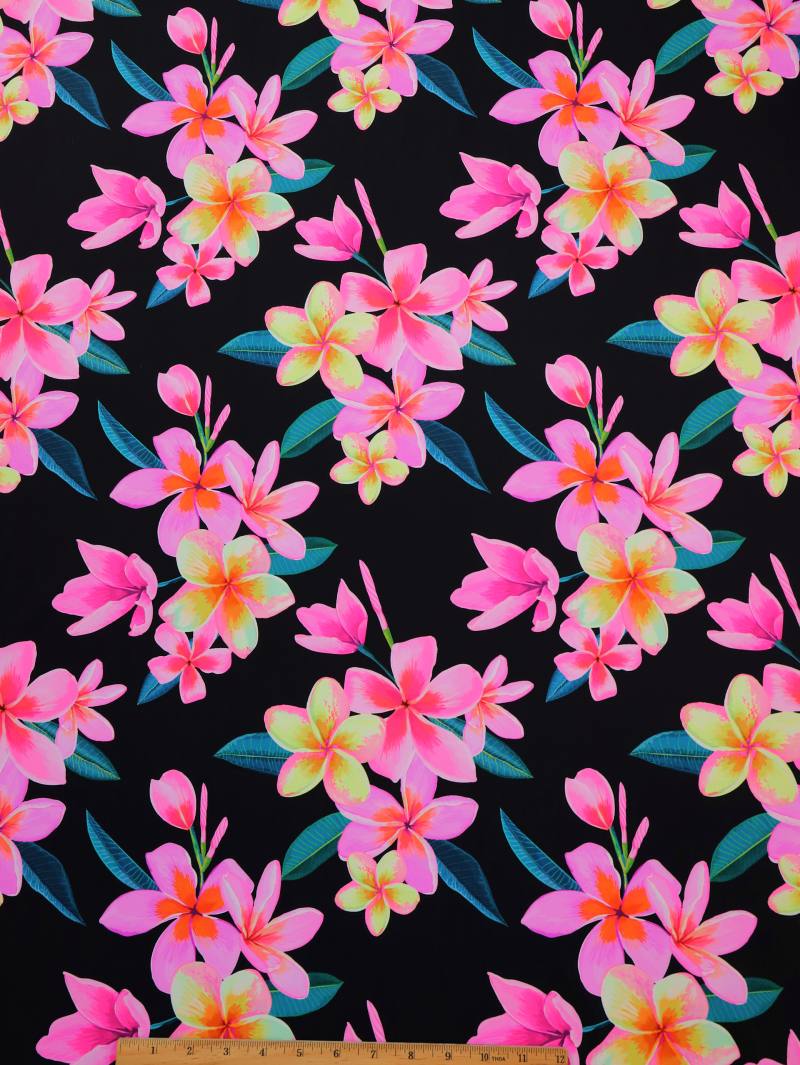 Tropical Floral Print Digitally Painted Printed Spandex #72 | Stretch ...