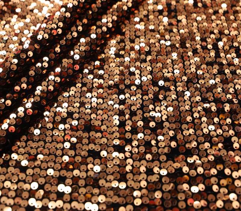 Stretch Sequins Velvet Black / Copper #3 | Stretch House, Inc