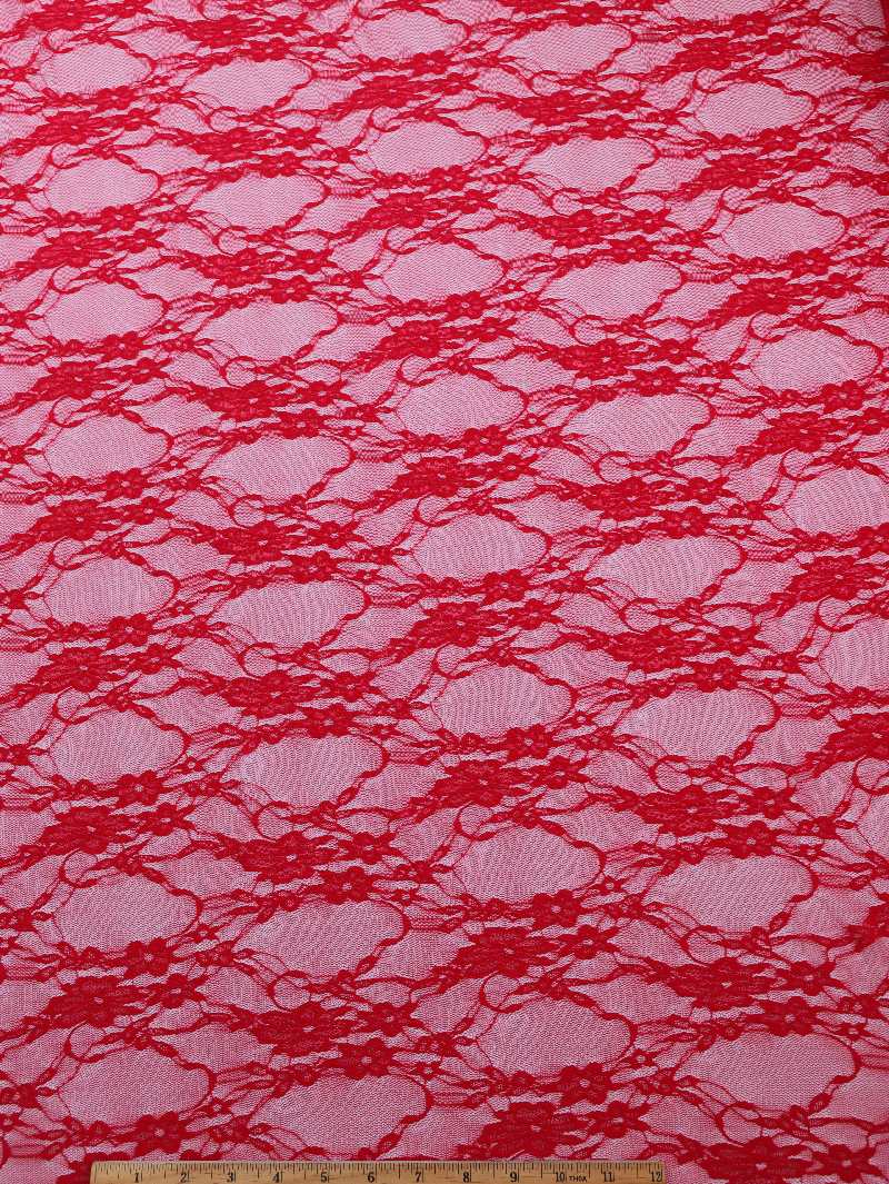 Lace Flower Spandex Red #136 | Stretch House, Inc